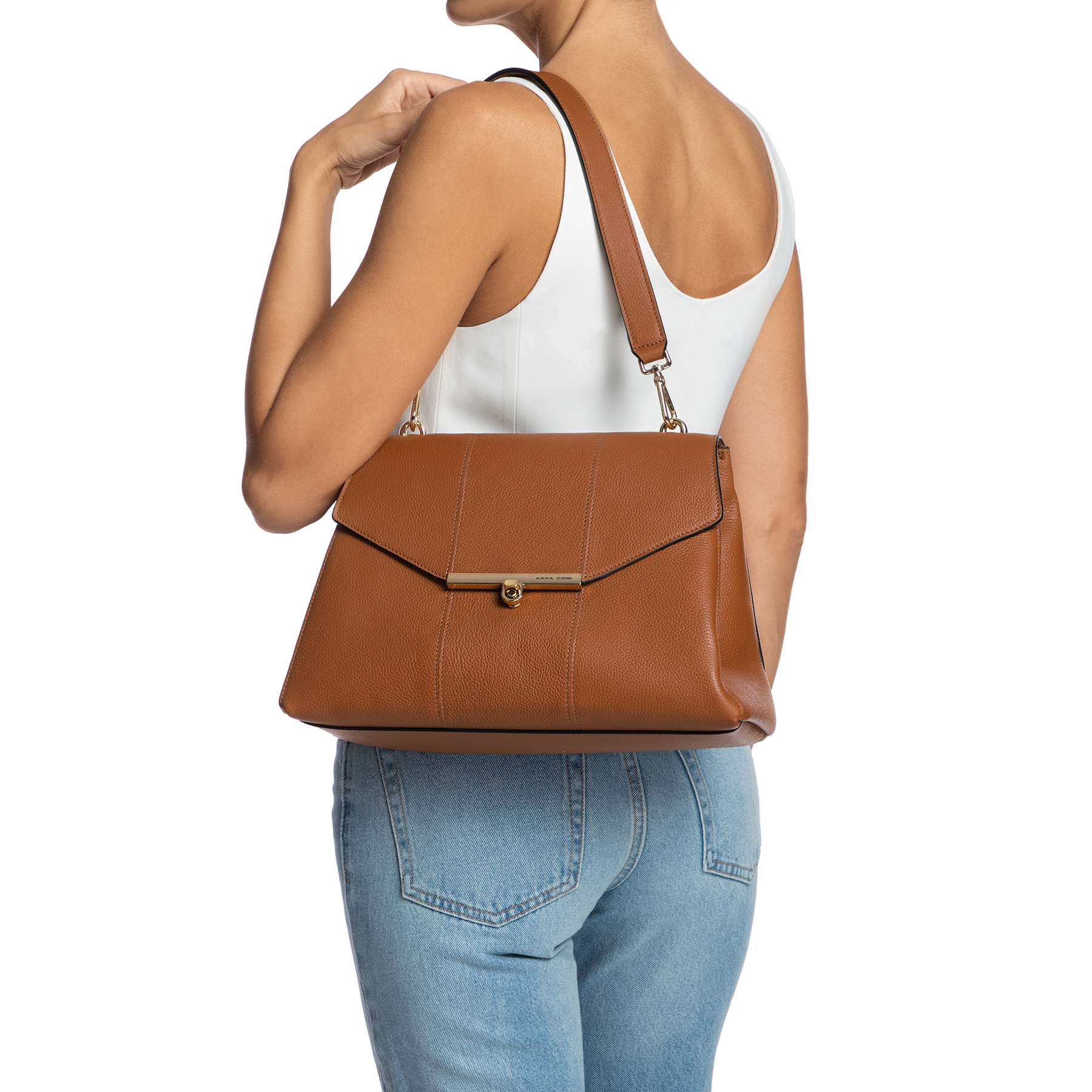 Shoulder Bag CLARINA 03 BOTTALATO CUOIO - ANNA CORI